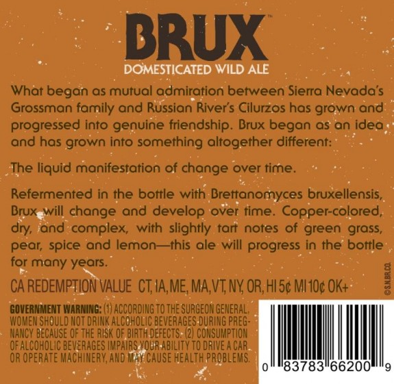 Brux Domesticated Wild Ale (Sierra Nevada, Russian River collab) label ...